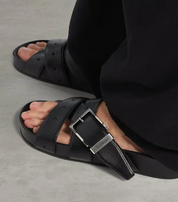Balenciaga Calfskin Belt Mules