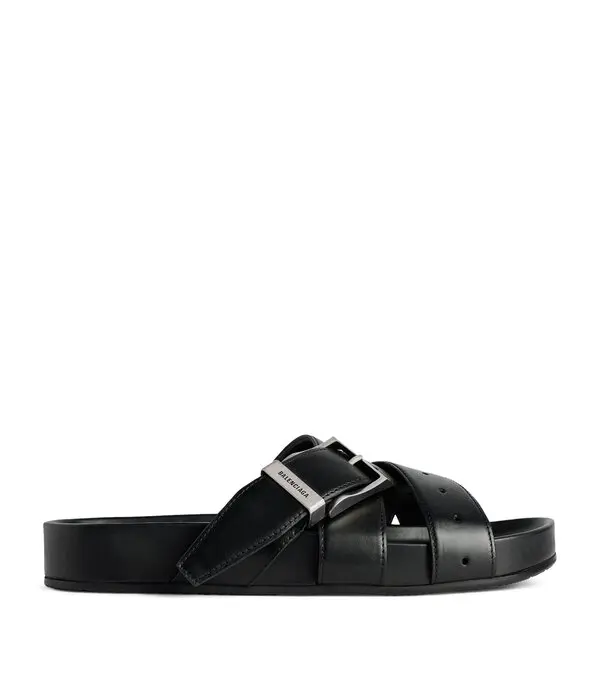 Balenciaga Leather Belt Mules - Black