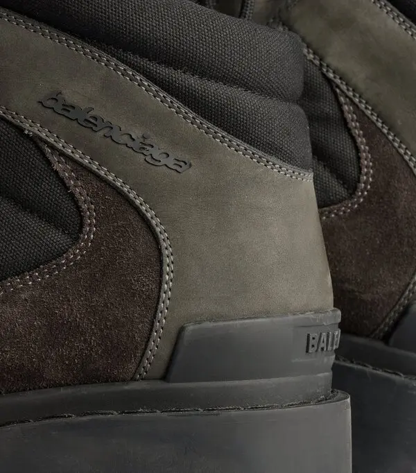 Balenciaga Leather-cotton Combat Strike Ankle Boots - Brown