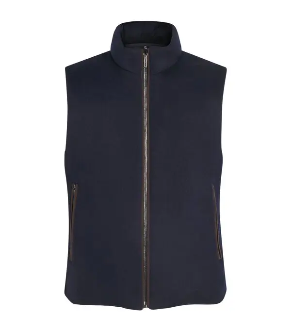 MOORER Virgin Wool-cashmere Reversible Falieri Gilet - Navy