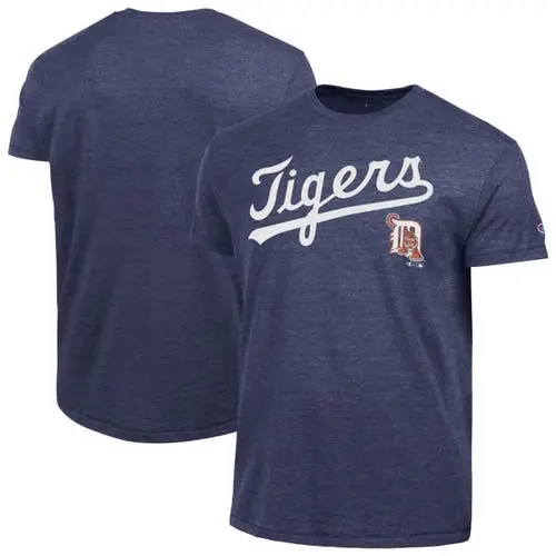 Champion Detroit Tigers Cooperstown Wordmark Lockup Tri-blend T-shirt - Navy