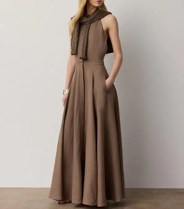 Ralph Lauren Linen Eldred Maxi Dress - Beige