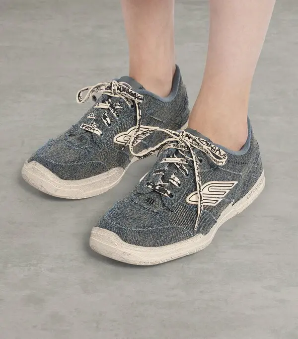 Balenciaga Hamptons" Distressed Denim Lace-up Sneakers