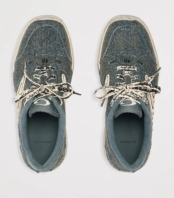Balenciaga Hamptons" Distressed Denim Lace-up Sneakers