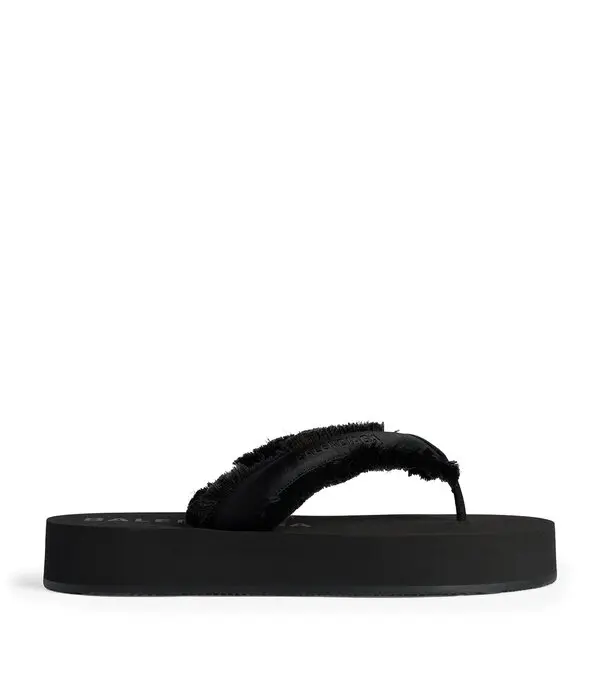 Balenciaga Fringed Jet Lag Flip Flops - Black