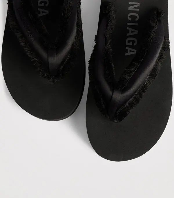 Balenciaga Fringed Jet Lag Flip Flops - Black