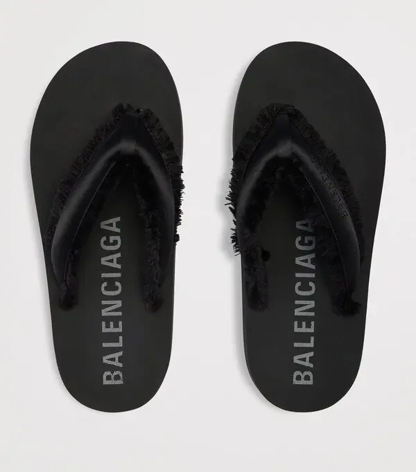 Balenciaga Fringed Jet Lag Flip Flops - Black