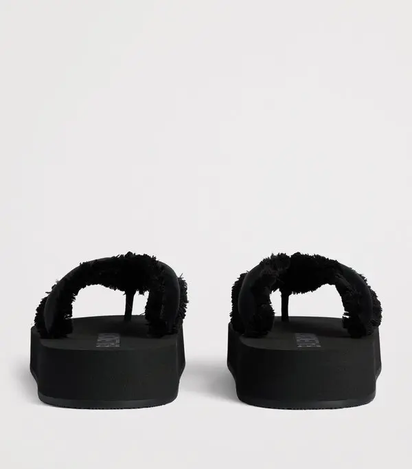 Balenciaga Fringed Jet Lag Flip Flops - Black