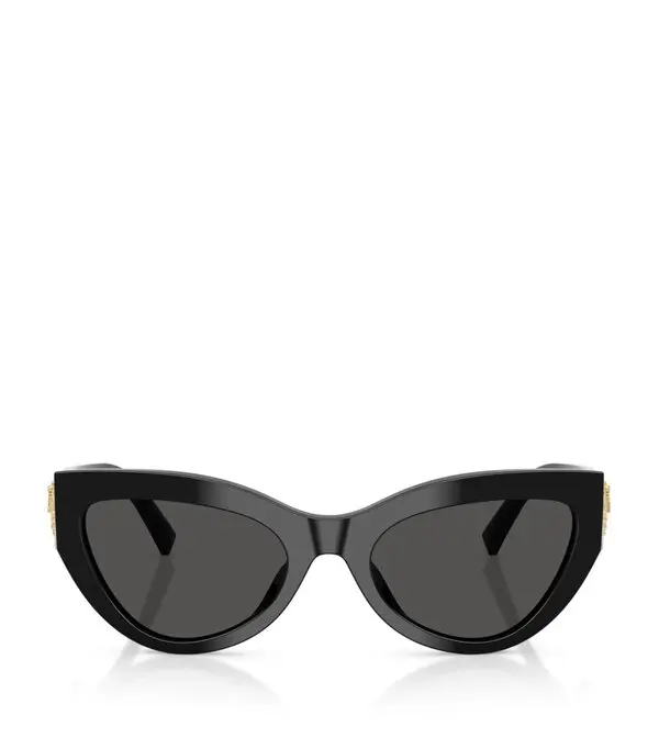 Dolce & Gabbana Cat Eye Sunglasses With Gold Heart Embellishments - Black