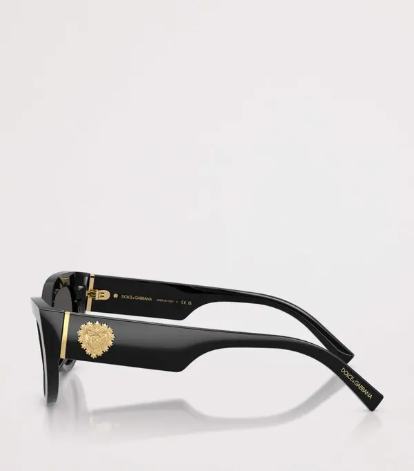 Dolce & Gabbana Cat Eye Sunglasses With Gold Heart Embellishments