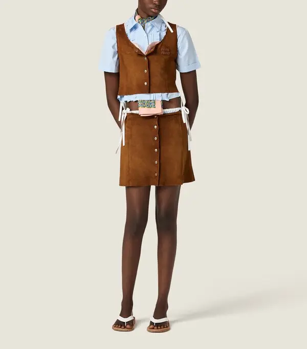 Miu Miu Waxed Suede Mini Skirt