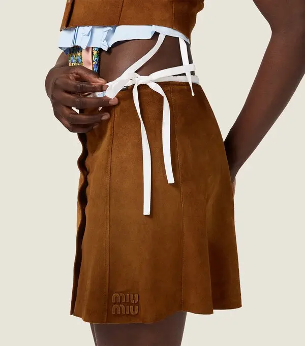 Miu Miu Waxed Suede Mini Skirt