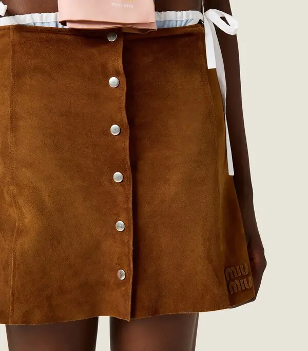 Miu Miu Waxed Suede Mini Skirt