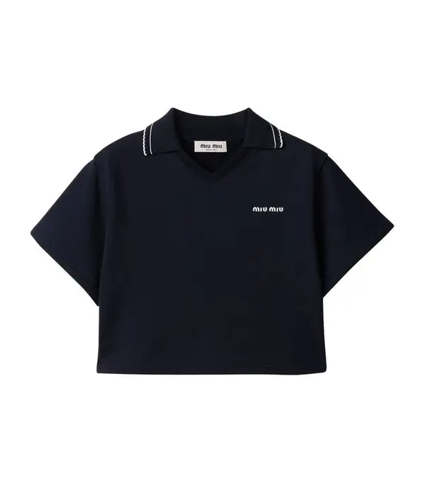 Miu Miu Cropped Cotton Logo Sweatshirt