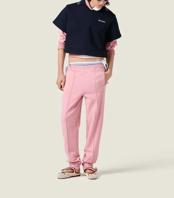 Miu Miu Cropped Cotton Logo Sweatshirt