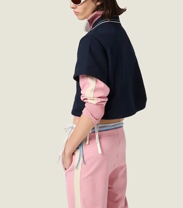 Miu Miu Cropped Cotton Logo Sweatshirt
