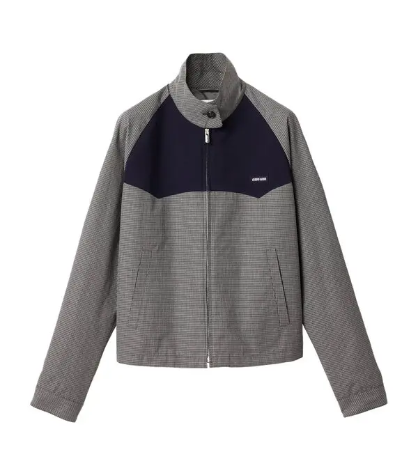 Miu Miu Cotton Gingham Check Zip-up Jacket