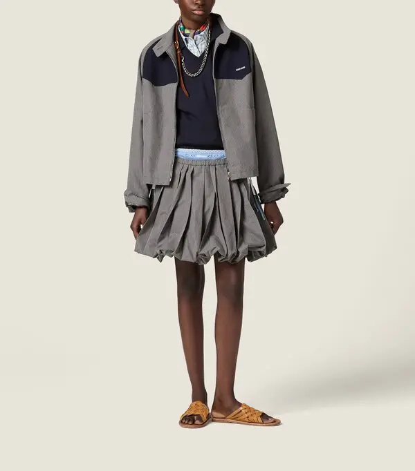 Miu Miu Cotton Gingham Check Zip-up Jacket