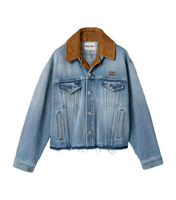 Miu Miu Denim And Suede Collared Jacket