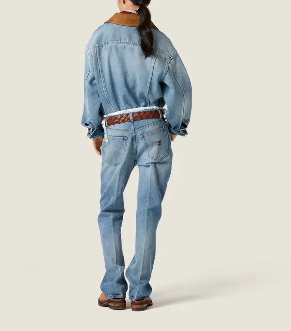 Miu Miu Denim And Suede Collared Jacket