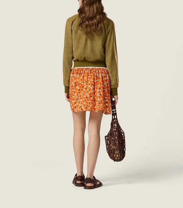 Miu Miu Waxed Suede Stripe Track Jacket - Green