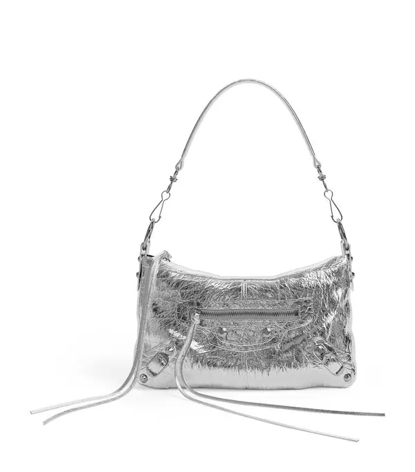 Balenciaga Mini Le City Moto Shoulder Bag - Silver