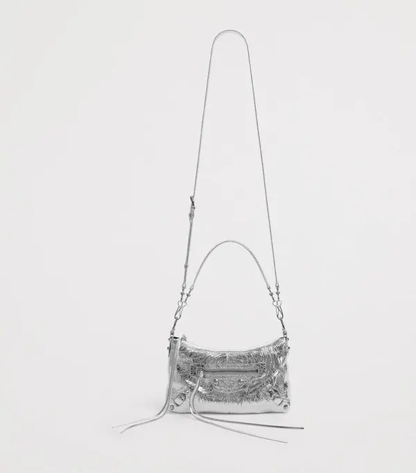 Balenciaga Mini Le City Moto Shoulder Bag - Silver