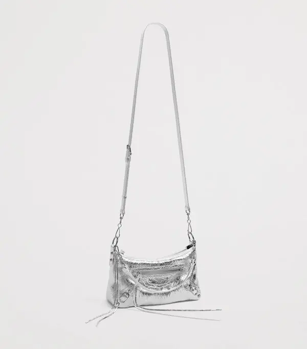 Balenciaga Mini Le City Moto Shoulder Bag - Silver