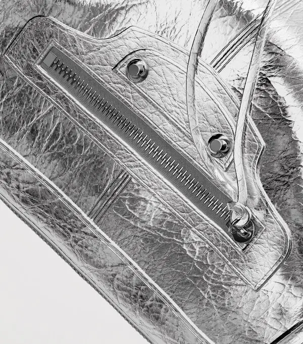Balenciaga Mini Le City Moto Shoulder Bag - Silver