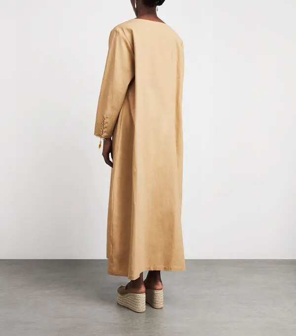 Tory Burch Linen Blend Kaftan With Tie Detail