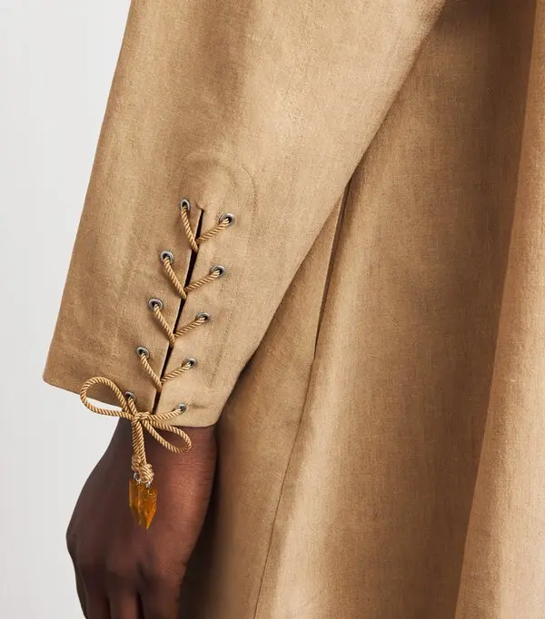 Tory Burch Linen Blend Kaftan With Tie Detail