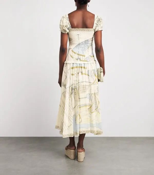Tory Burch Silk-cotton Printed Midi Dress