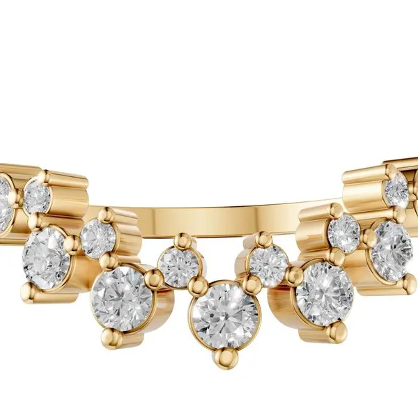 AYA FINE JEWELRY 0.34 Ctw Round Brilliant Diamond Half Eternity Wedding Band In Prong Setting 14k Solid Gold Ring - Yellow
