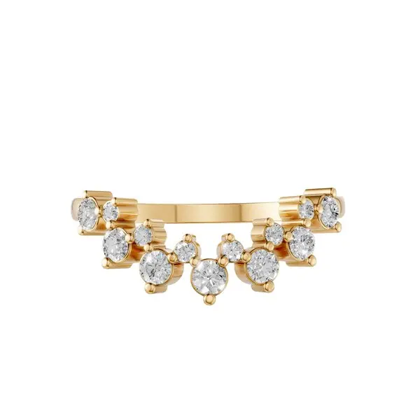AYA FINE JEWELRY 0.34 Ctw Round Brilliant Diamond Half Eternity Band In 14k Solid Gold - Yellow