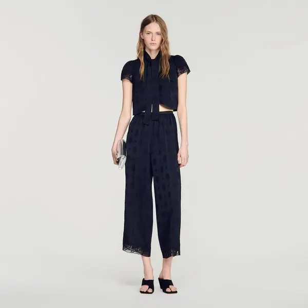 Sandro Paisley Jacquard Crop Top