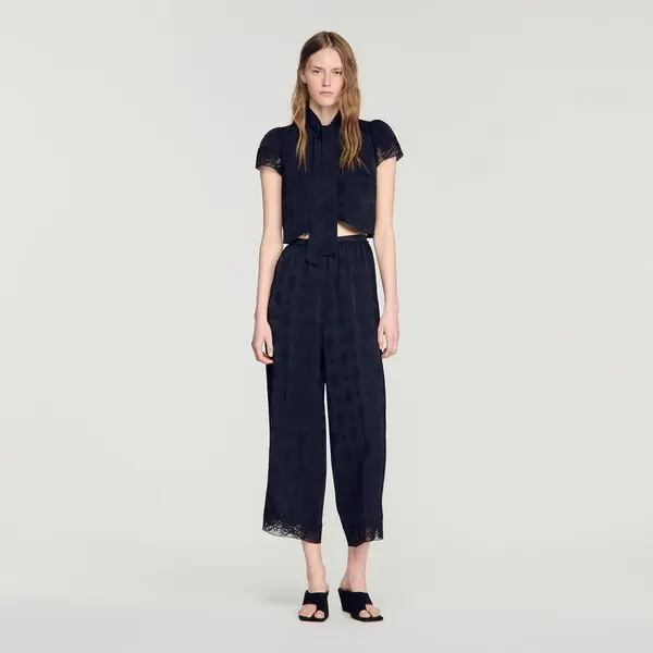 Sandro Paisley Jacquard Crop Top