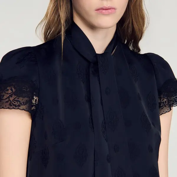 Sandro Paisley Jacquard Crop Top