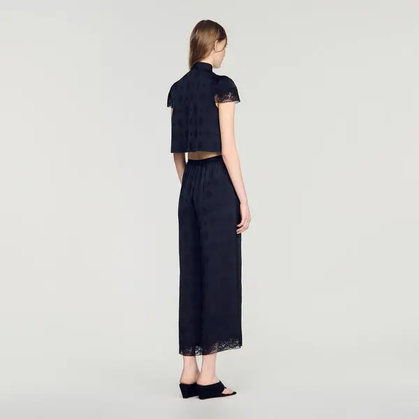 Sandro Paisley Jacquard Crop Top