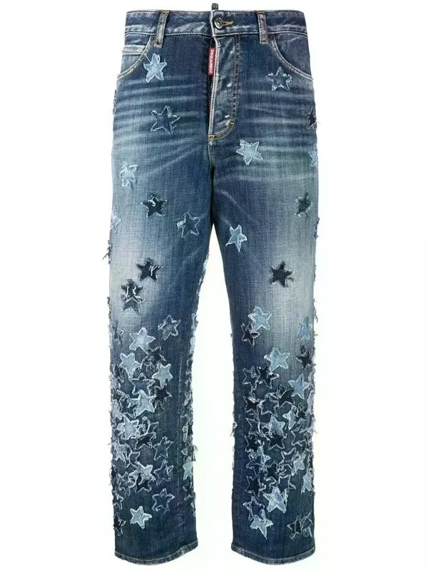 Dsquared2 Cropped Star Embellished Jeans