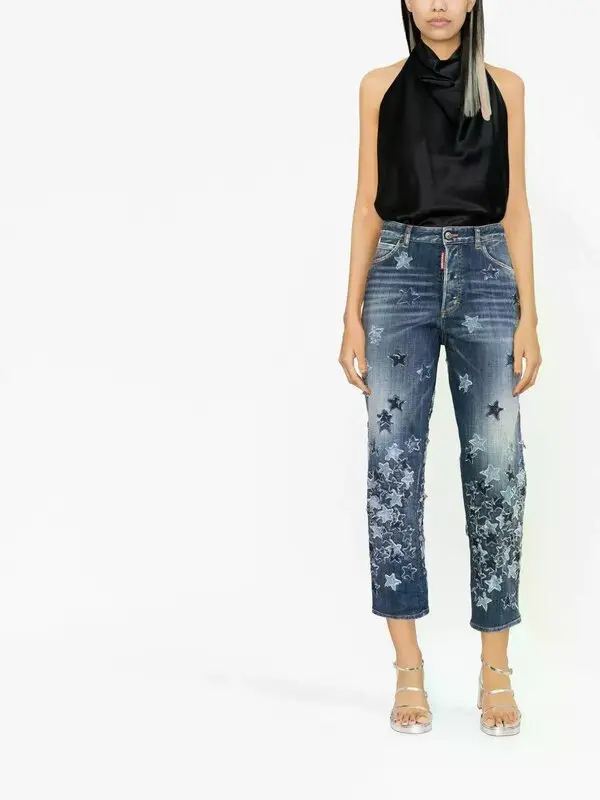 Dsquared2 Cropped Star Embellished Jeans