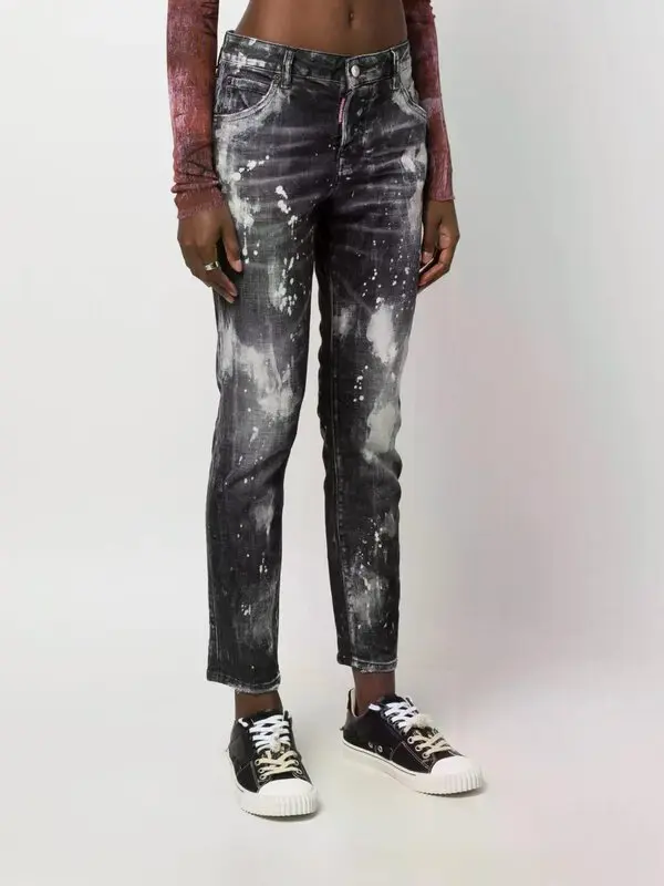 Dsquared2 Paint Splatter Effect Cropped Jeans