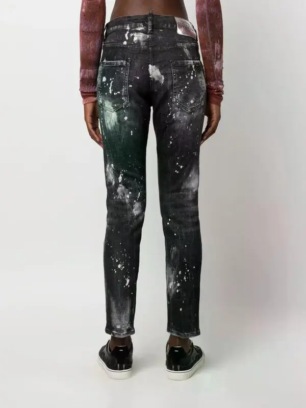 Dsquared2 Paint Splatter Effect Cropped Jeans