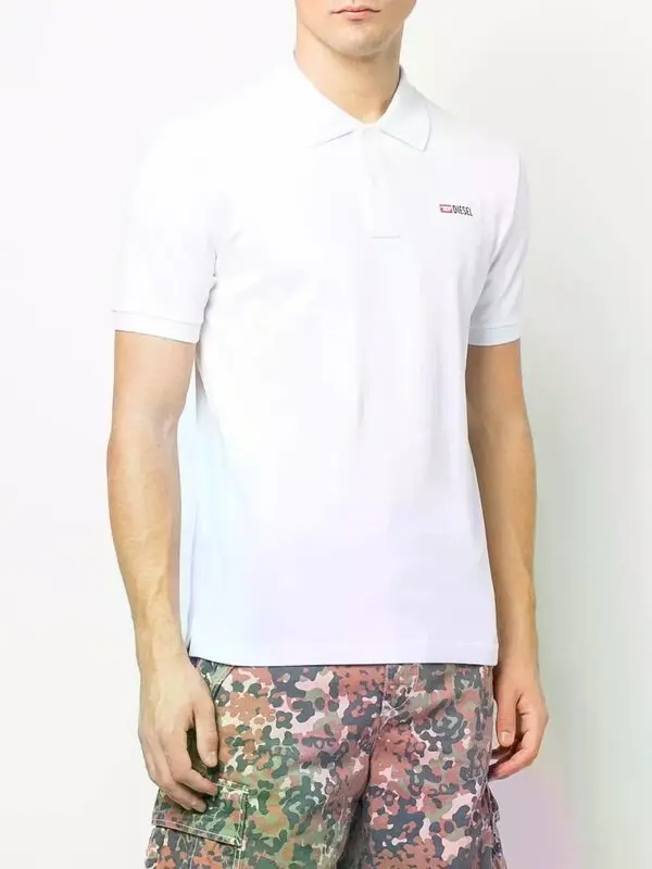 DIESEL® Cotton Logo Print Polo Shirt