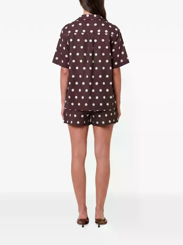 NICHOLAS Adelaide Polka-dot Linen Blend Shorts - Brown
