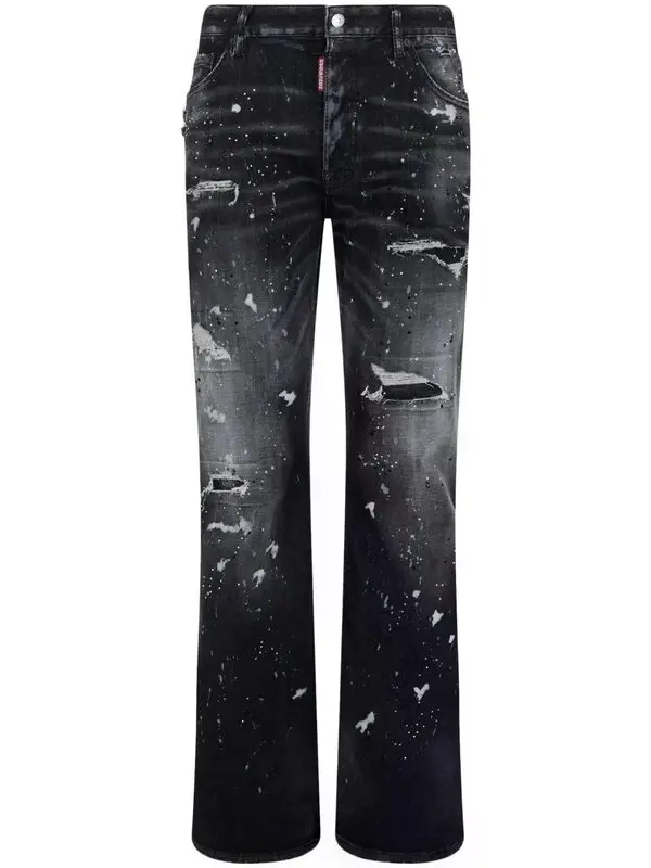 Dsquared2 Distressed Straight-leg Jeans - Black