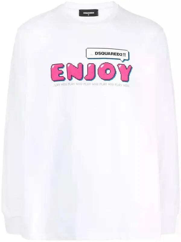 Dsquared2 Enjoy-print Long-sleeve T-shirt - White