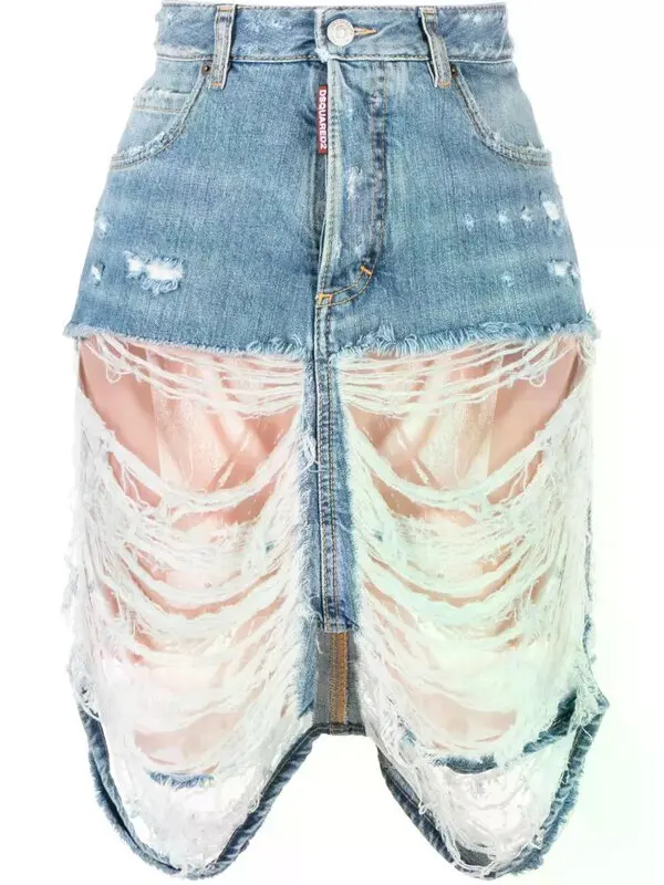 Dsquared2 Distressed Denim Skirt