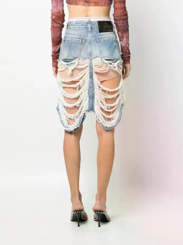 Dsquared2 Distressed Denim Skirt