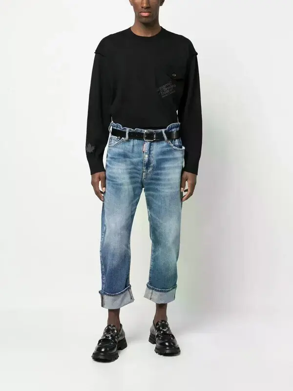 Dsquared2 Virgin Wool Ribbed Crew Neck Jumper