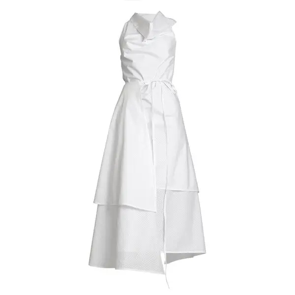 BIANCA POPP Asymmetrical Collar Bareback Dress In Cotton
